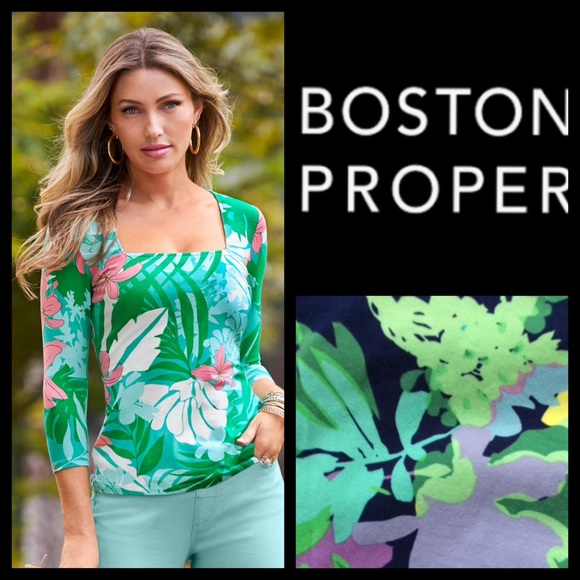 Boston Proper | Tops | Boston Proper So Sexy Floral Square Neck Top ...